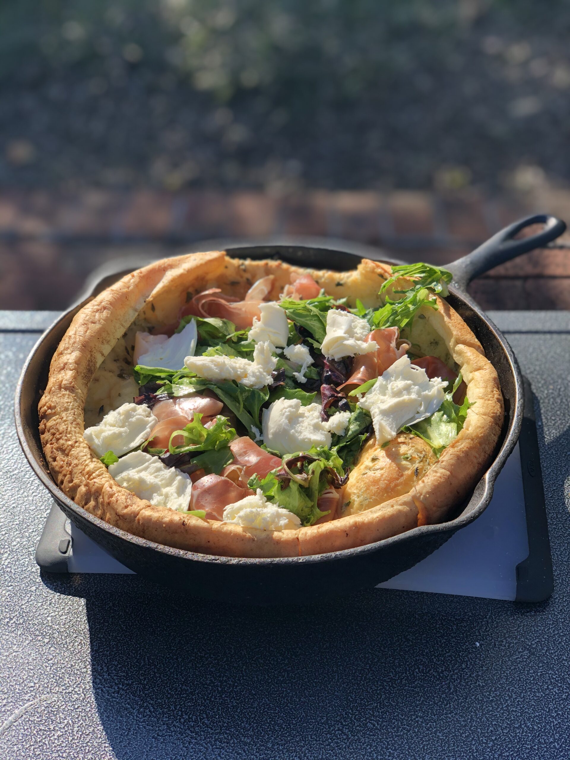 Grilled Savory Dutch Baby with Prosciutto and Mozzarella - DeSocio in ...