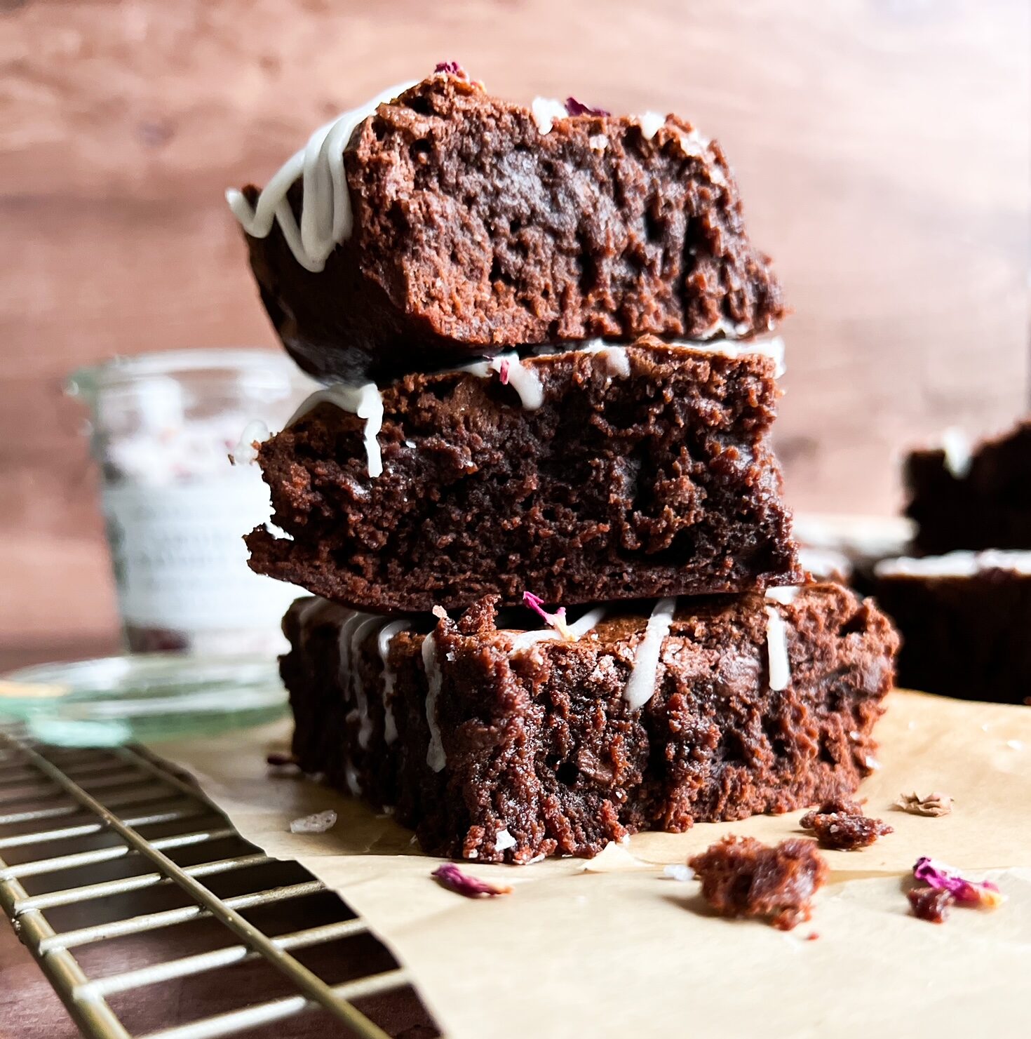 Fudgy Rose Salt Brownies - DeSocio in the Kitchen
